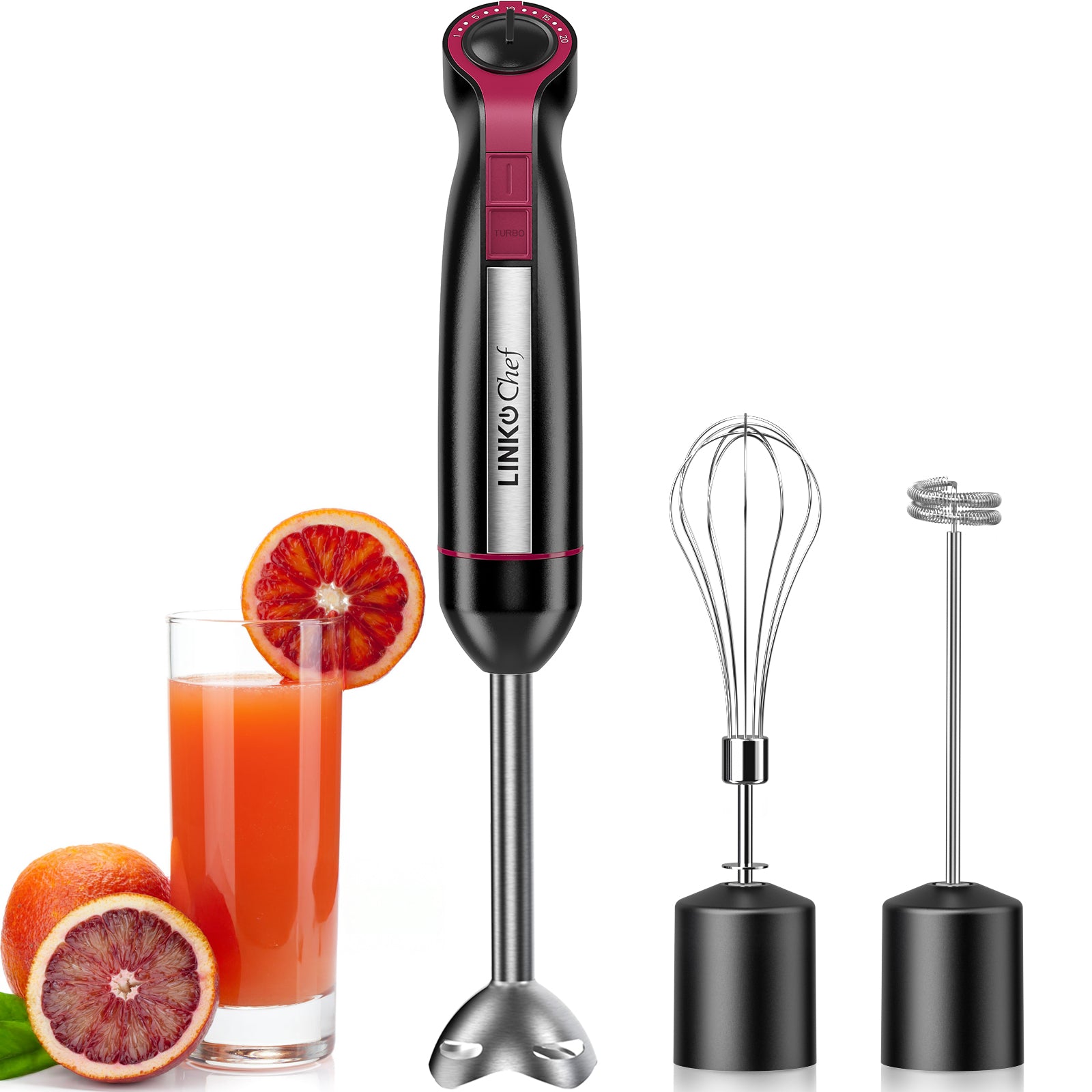 LINKChef Immersion Blender, 20-Speed 1000W 3-in-1 Immersion Hand Blend