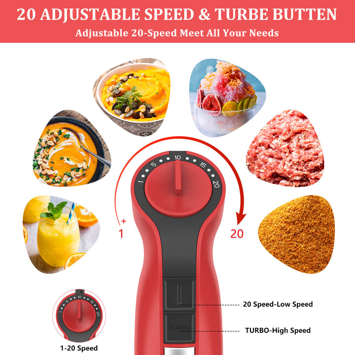 LINKChef Immersion Blender, 20-Speed Hand Blender, 1000W 5-in-1 Immers