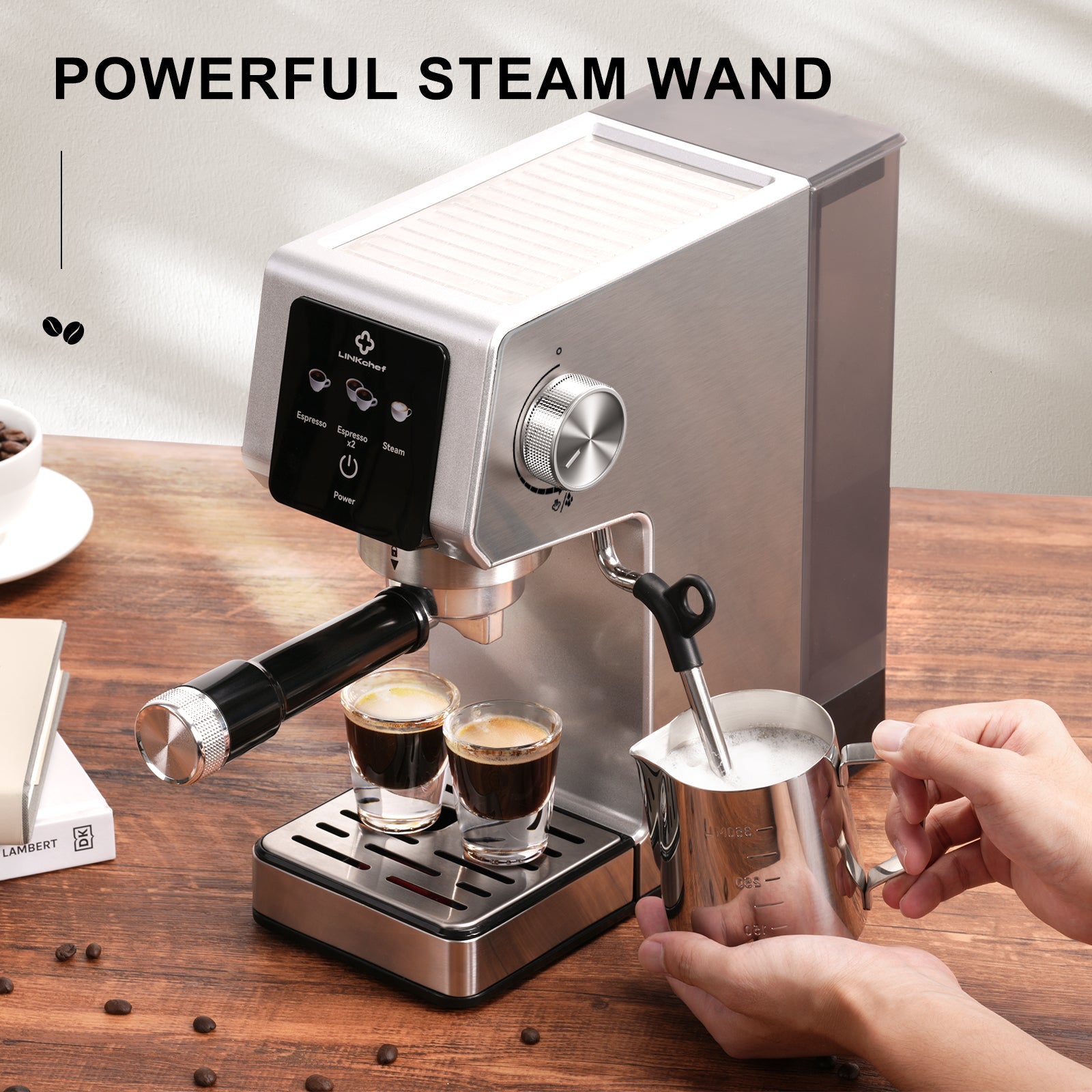 LINKChef Espresso Machine 20 Bar, Professional Espresso Maker with Mil