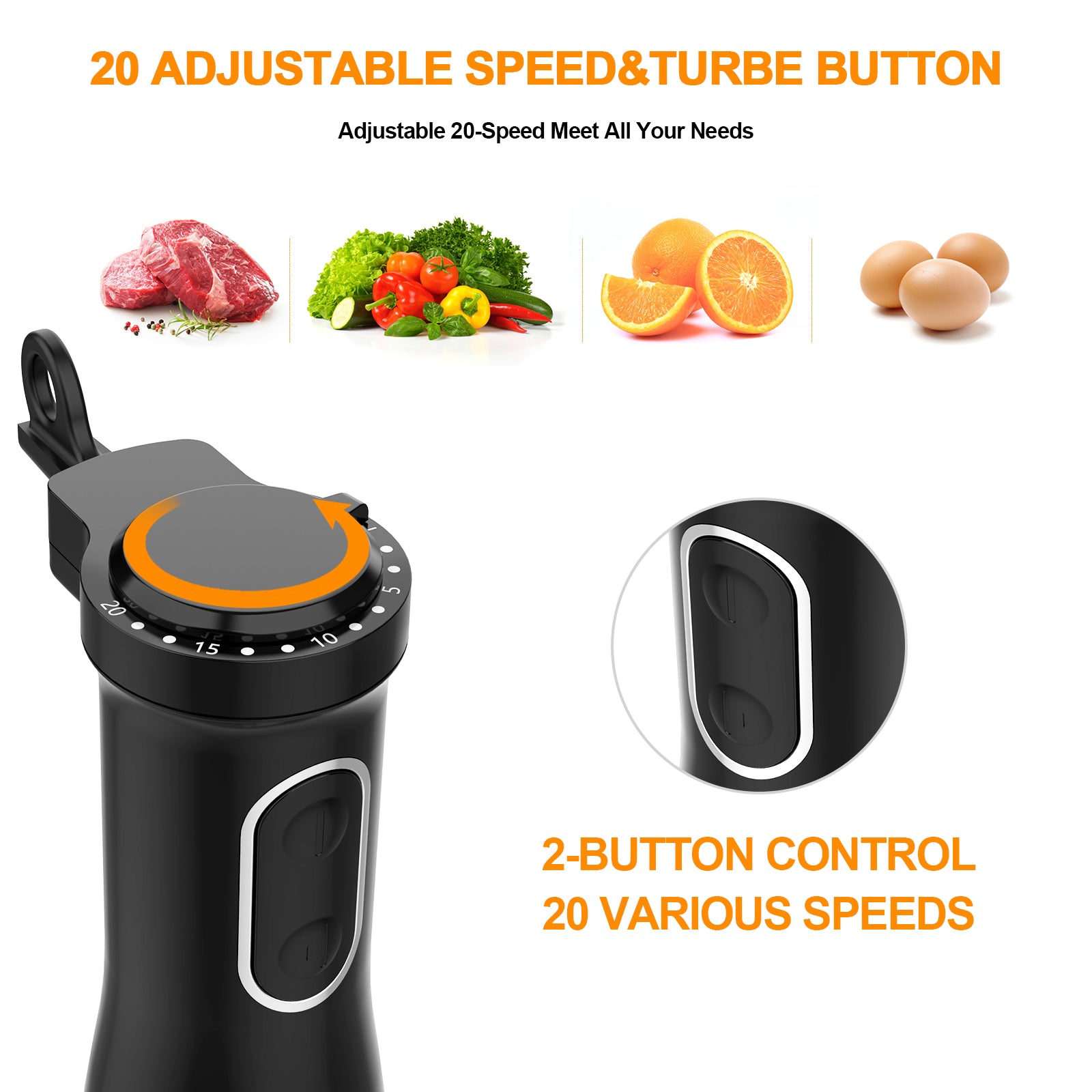 LINKChef® Compactable 7 in 1 Hand Blender Kits, 20-Speed, Titanium ...